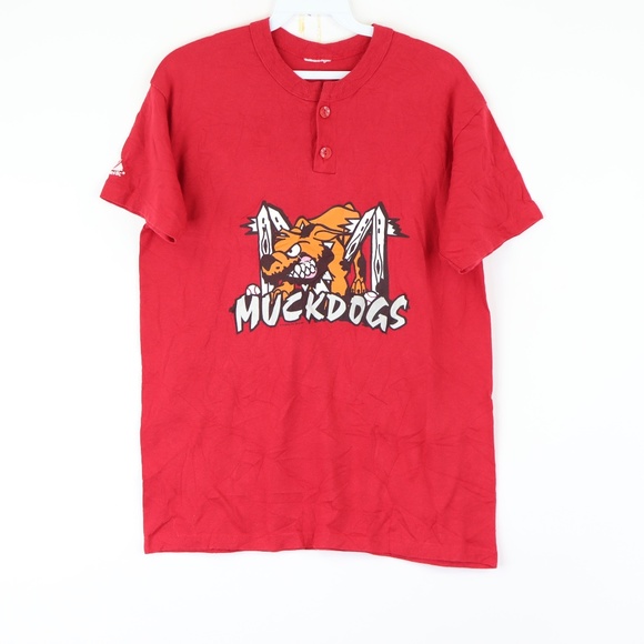 Majestic | Shirts | Majestic Mens Small Batavia Muckdogs T Shirt Red ...